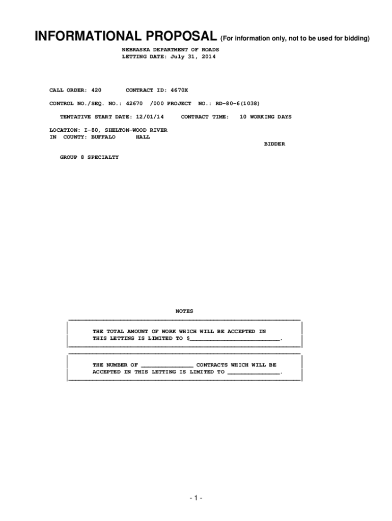 Fillable Online Letting Schedule - NDOT Fax Email Print - pdfFiller