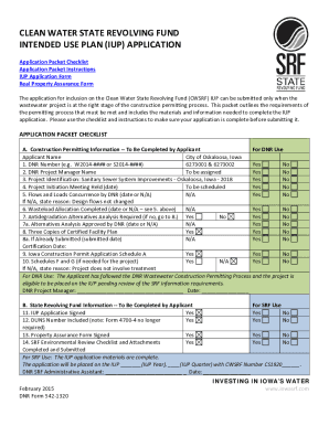 Fillable Online CLEAN WATER STATE REVOLVING FUND INTENDED USE PLAN ...