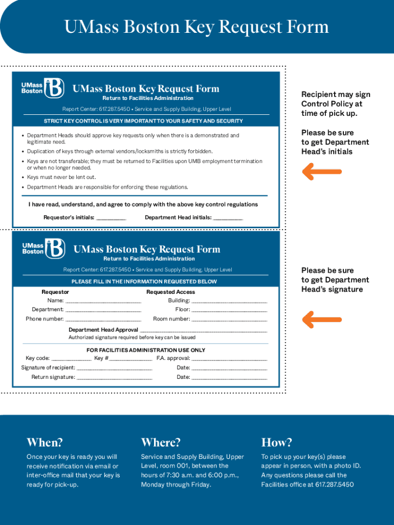 Fillable Online UMass Boston Key Request Form Fax Email Print - pdfFiller