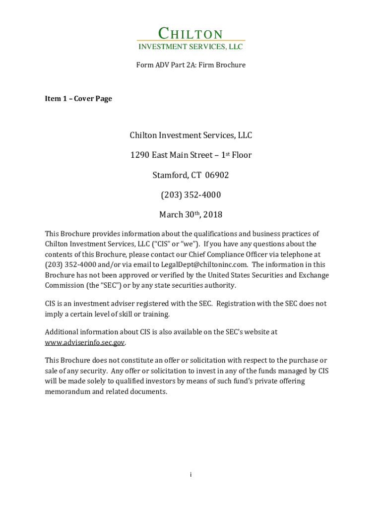 Fillable Online Item 1: Cover Page LLC. Firm Brochure - Form ADV Part 2A Fax Email Print - pdfFiller