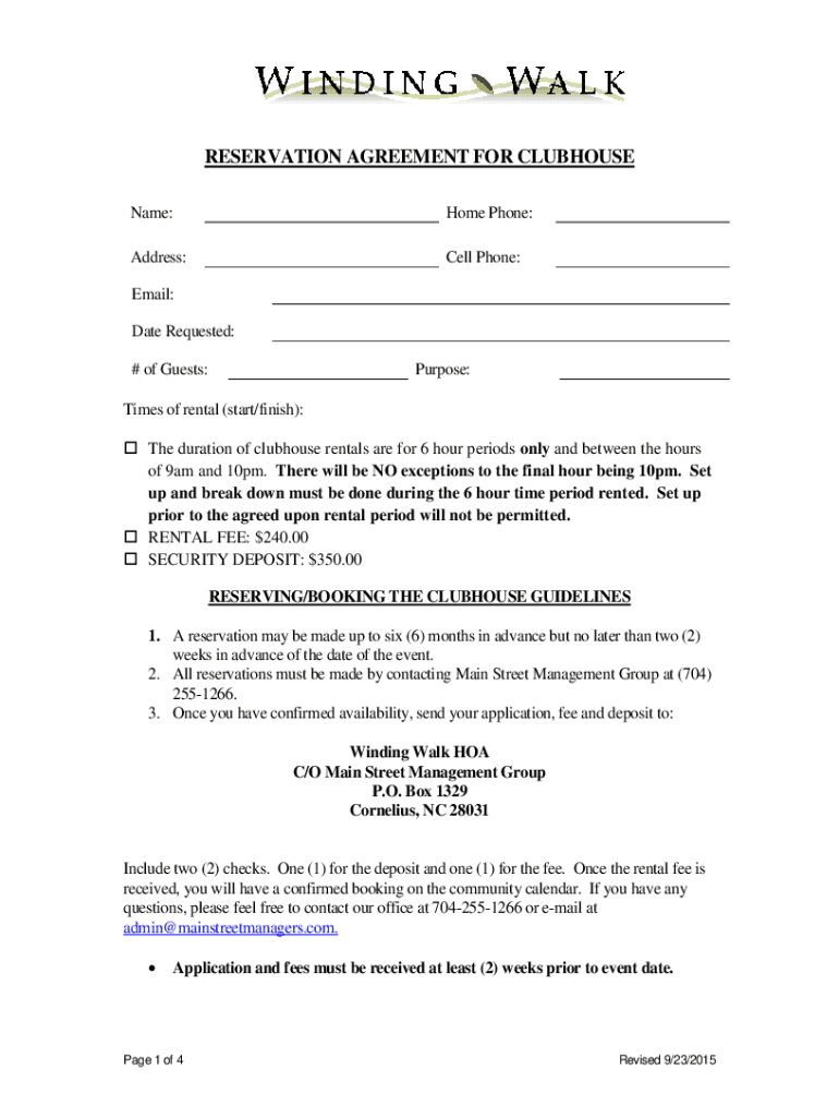 Fillable Online Winding Walk HOA Fax Email Print - pdfFiller