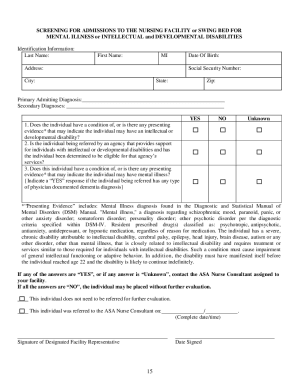 Fillable Online dhs sd Preadmission Screening and Resident Review ...