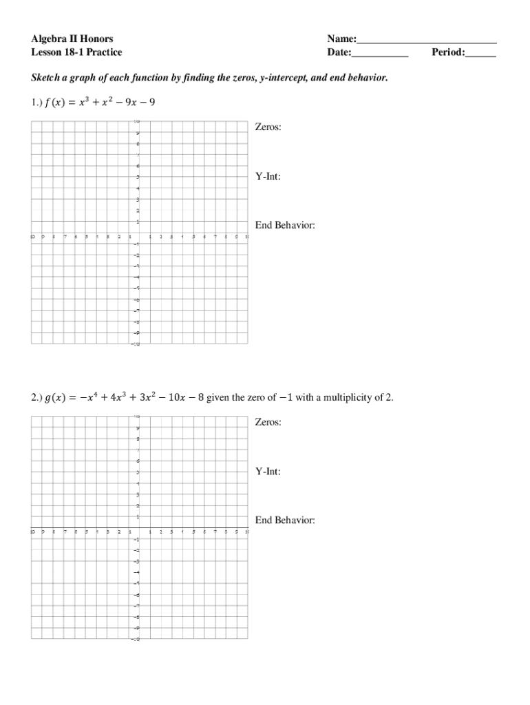 Fillable Online How to Determine End Behavior & Intercepts to Graph a ...