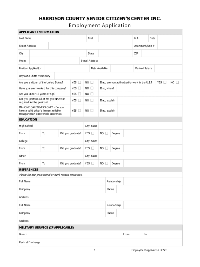 Fillable Online Senior Services - Harrison County Senior Citizens' Center ... Fax Email Print ...