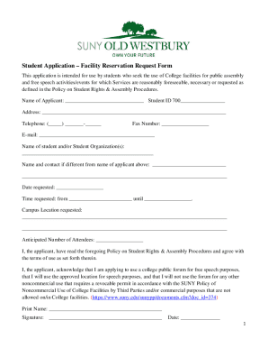 Fillable Online Student ApplicationFacility Reservation Request Form ...