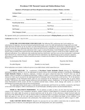Fillable Online Children's Ministry Activity Participation Form Fax ...
