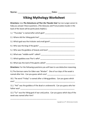 Fillable Online Viking Mythology Worksheet - WordPress.com Fax Email ...