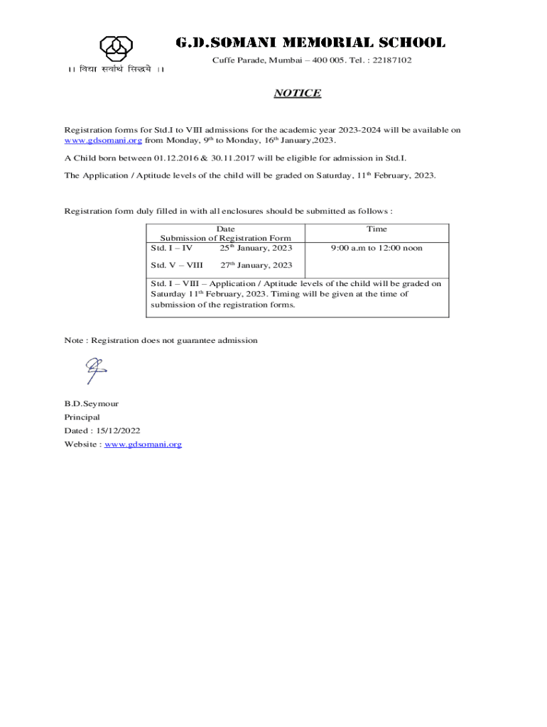 Fillable Online GD Somani Memorial School: The best ICSE school in ...