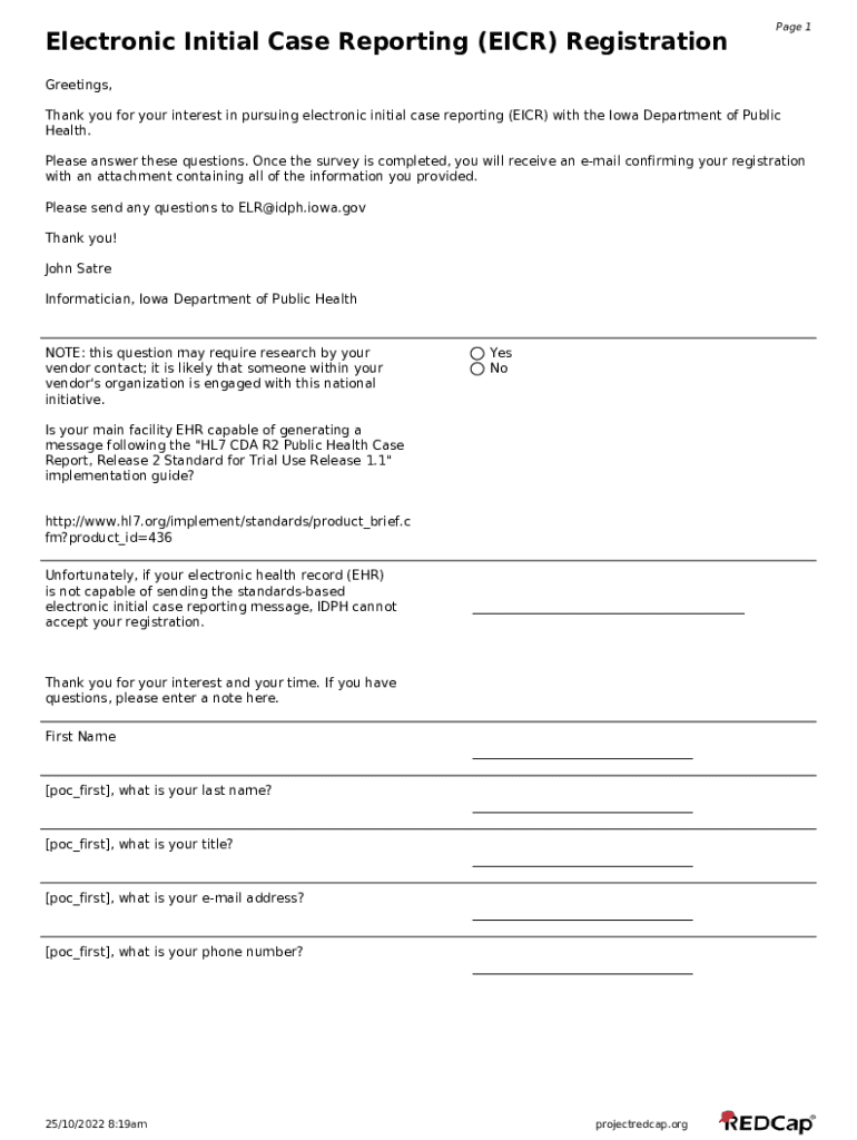 Fillable Online The Road Ahead: Electronic (Initial) Case Reporting ...