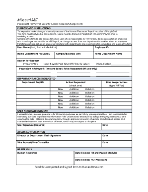 Fillable Online hr mst PeopleSoft HR/Payroll Security Access Request/Change Form Fax Email Print ...