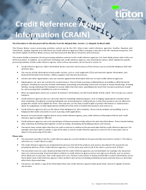 Fillable Online CREDIT REFERENCE AGENCY INFORMATION NOTICE ( ... Fax ...