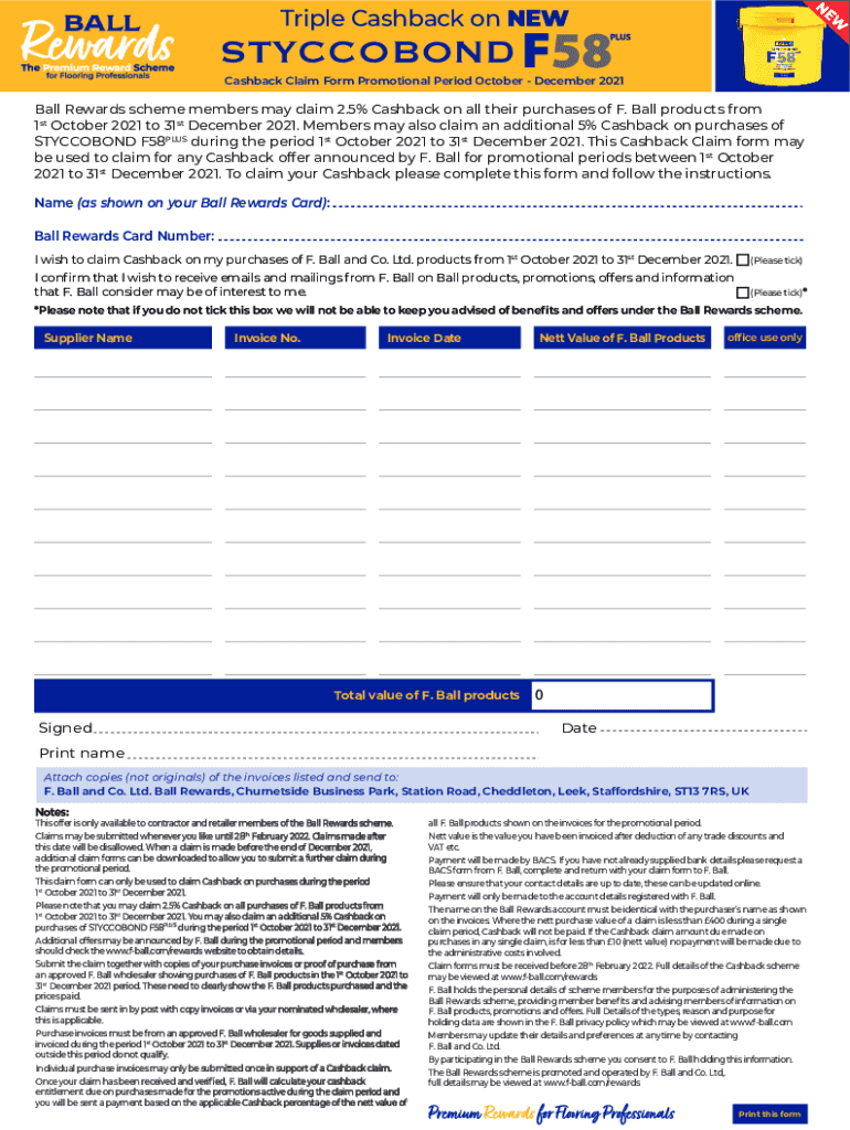 Fillable Online Ball Rewards Claim Form Q4 2021 (interactive) Fax Email ...