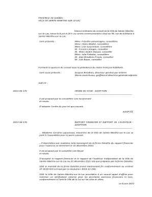 Remplissable En Ligne Le 8 mars 2023 PROVINCE DE QUBEC VILLE DE SAINTE ... Faxer Email Imprimer ...
