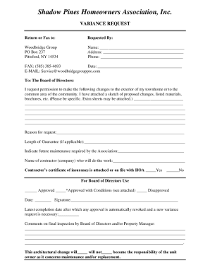 Fillable Online Variance Request - Woodbridge Group Fax Email Print ...