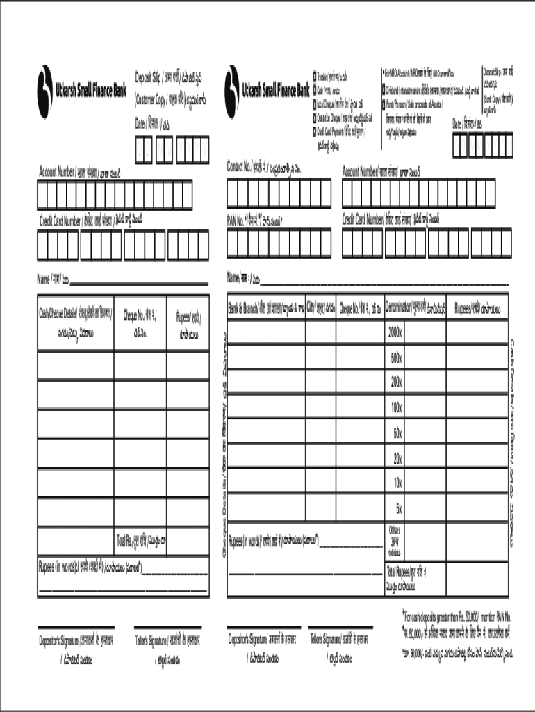 Fillable Online Cash Cheque Deposit Slip FormTelugu.cdr Fax Email Print - pdfFiller