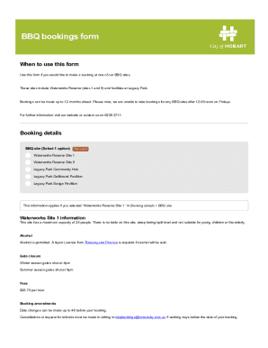 Fillable Online BBQ bookings form Fax Email Print - pdfFiller