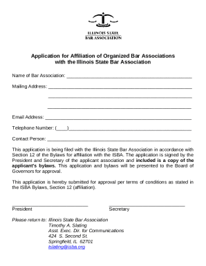 Application for Affiliation of Organized Bar Associations ... Doc ...
