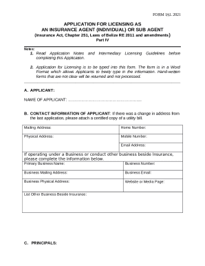 Requirements for Agent's Application for License Doc Template | pdfFiller