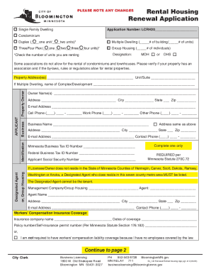 Fillable Online Rental Housing Renewal Application Fax Email Print ...