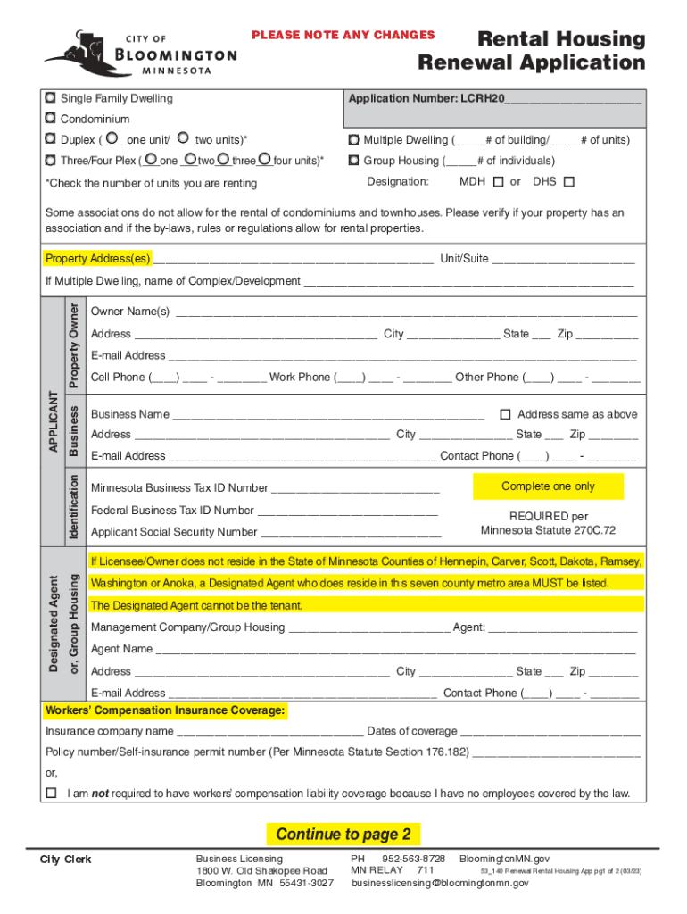 Fillable Online Rental Housing Renewal Application Fax Email Print - pdfFiller