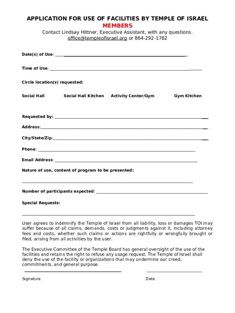 Application for FACILITY USEUPDATED 2019.docx Doc Template | pdfFiller