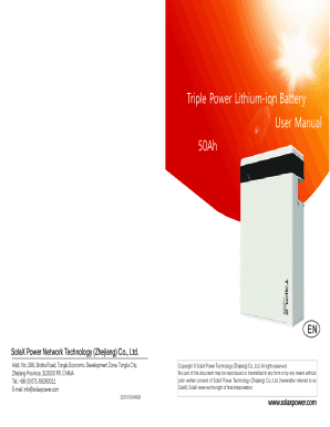 Fillable Online Triple Power Lithium-ion Battery. User Manual. 50Ah ...