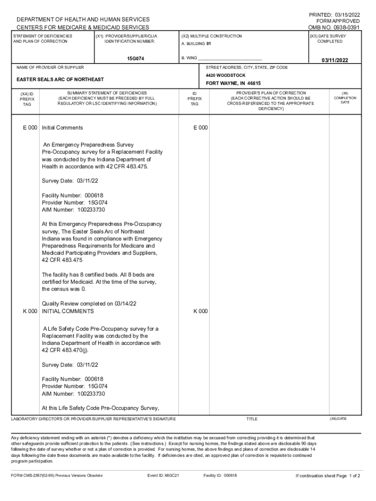 Fillable Online Pre-Occupancy survey for a Replacement Facility Fax ...