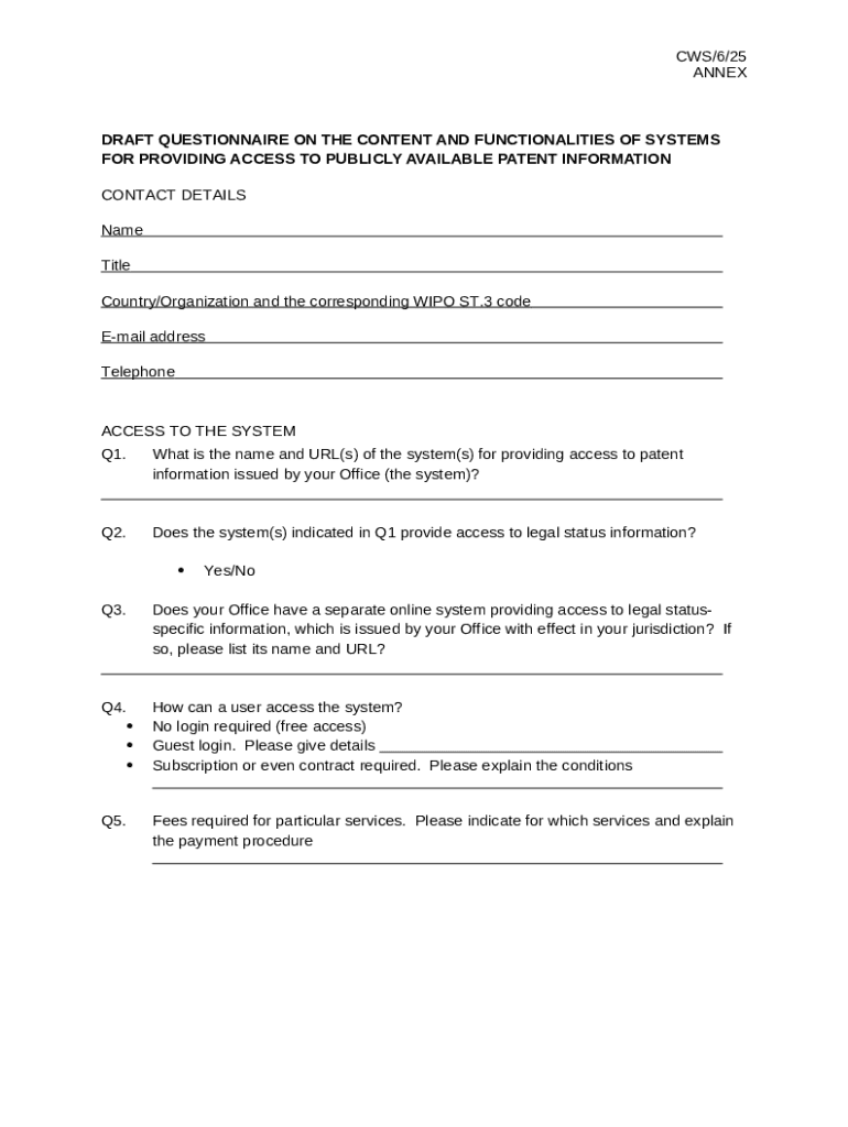 Questionnaire on application numbering Doc Template | pdfFiller