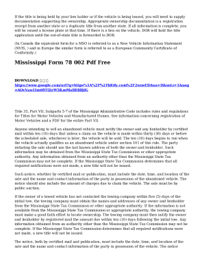 Fillable Online Mississippi Form 78 002 Pdf Free Fax Email Print ...