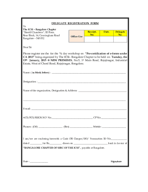 Fillable Online ICSI Student SiteDelegate Registration Fax Email Print - pdfFiller