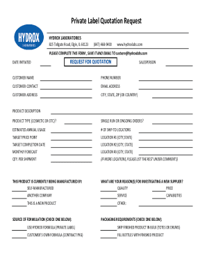 Fillable Online Private Label Quotation Request Fax Email Print - pdfFiller