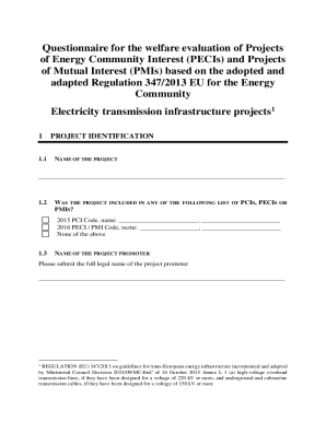 Fillable Online Electricity Infrastructure Projects PECI-PMI Questionnaire ... Fax Email Print ...