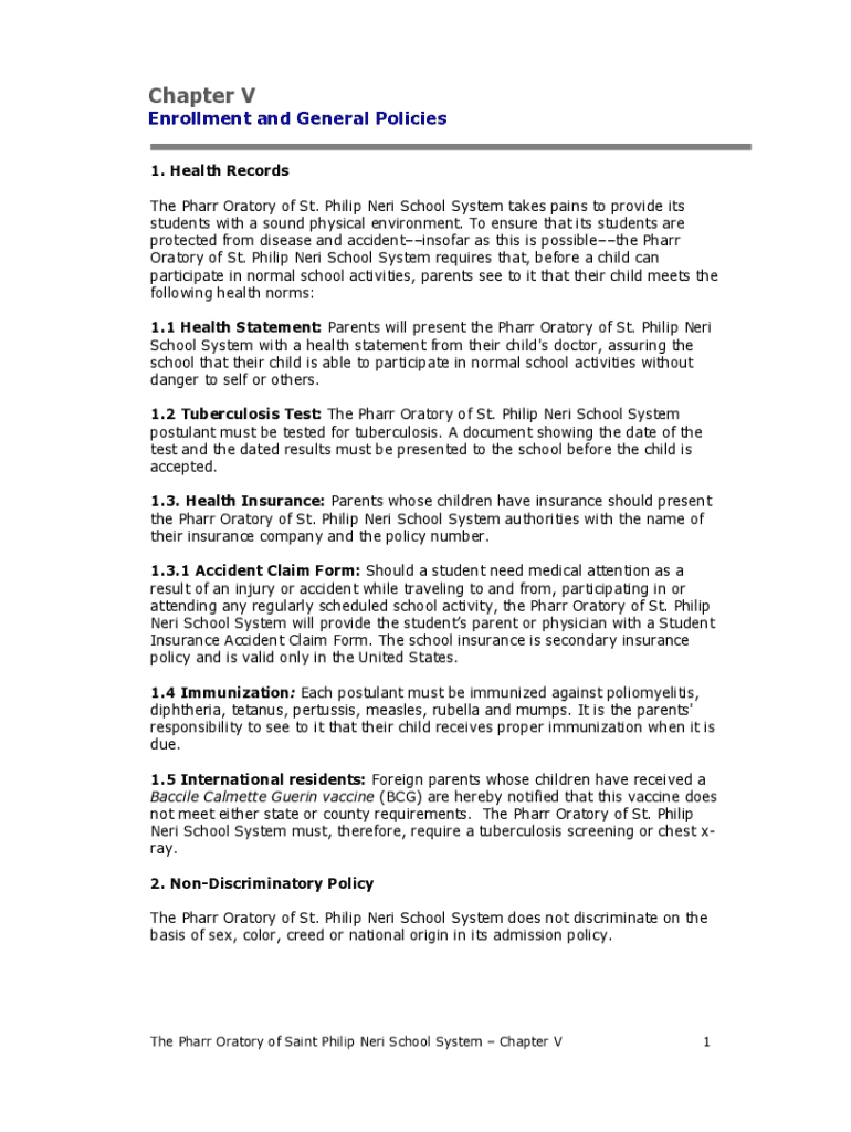 Fillable Online Oratory SchoolsThe Pharr Oratory Of St. Philip Neri ...