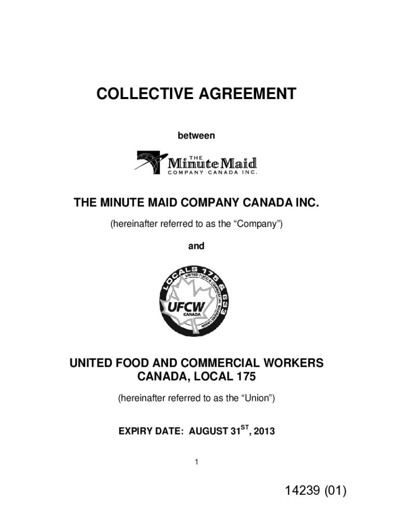 Fillable Online collective agreement between: coca-cola bottling company Fax Email Print - pdfFiller