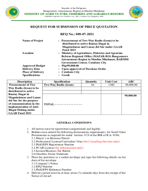 Fillable Online REQUEST FOR SUBMISSION OF PRICE QUOTATION RFQ No ... Fax Email Print - pdfFiller