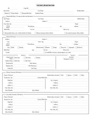 Fillable Online Patient Registration - Chart ID: First Name Fax Email ...