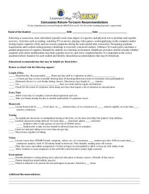 Fillable Online Return-to-Learn After a Concussion Fax Email Print ...