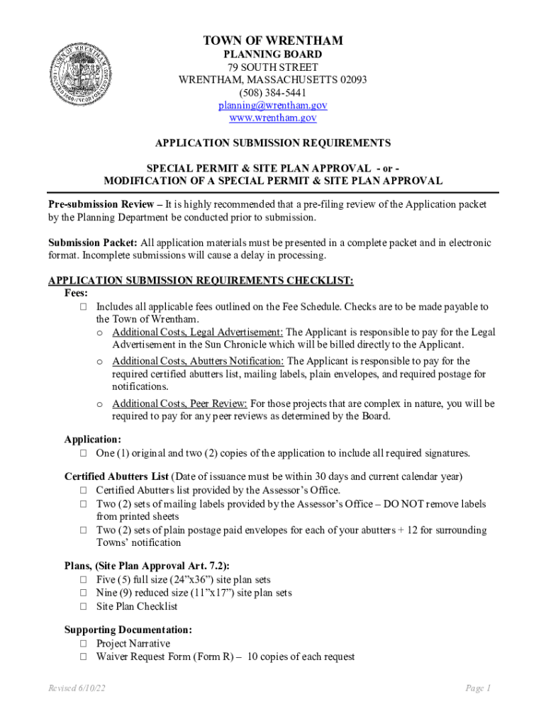 Fillable Online Forms & Regulations - Town of Wrentham, MA - CivicLive ...