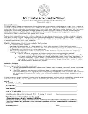 Fillable Online Native American Fee Waiver Form Fax Email Print - pdfFiller