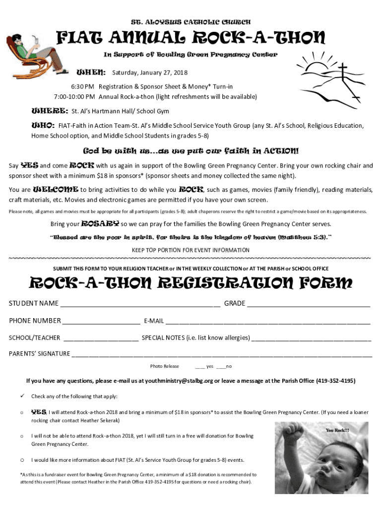 Fillable Online St. Aloysius Catholic Church - The Rock-a-thon is this ...