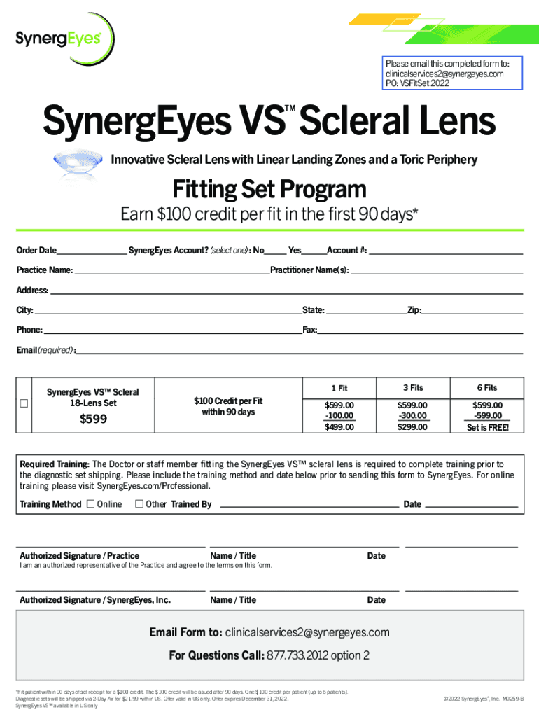 Fillable Online Welcome To SynergEyes VS Scleral Lens Online Training ...