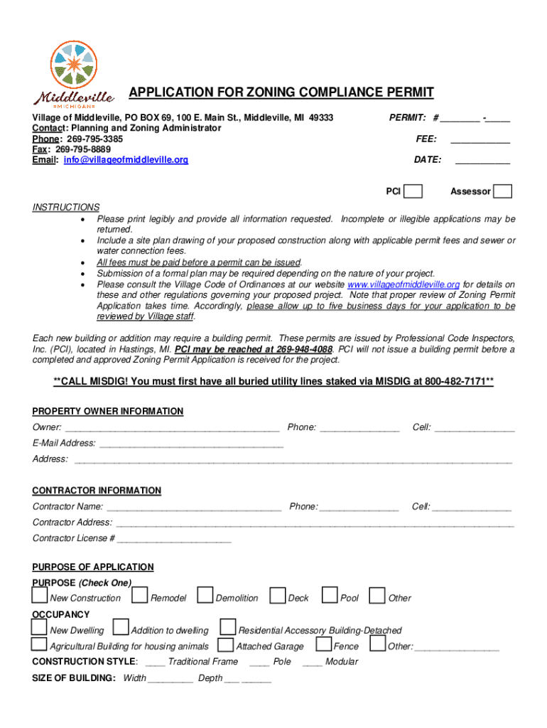 Fillable Online Planning/Zoning FormsThornapple TWP Fax Email Print - pdfFiller