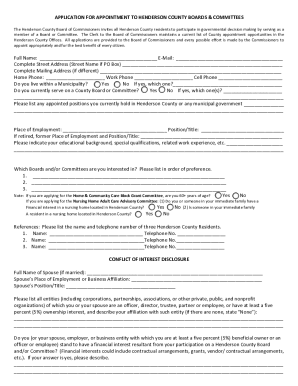 Fillable Online Fillable APPLICATION FOR APPOINTMENT TO HENDERSON ...
