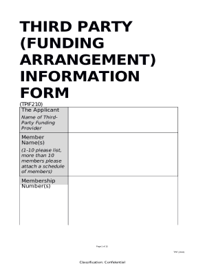 third party (funding arrangement) ination Doc Template | pdfFiller