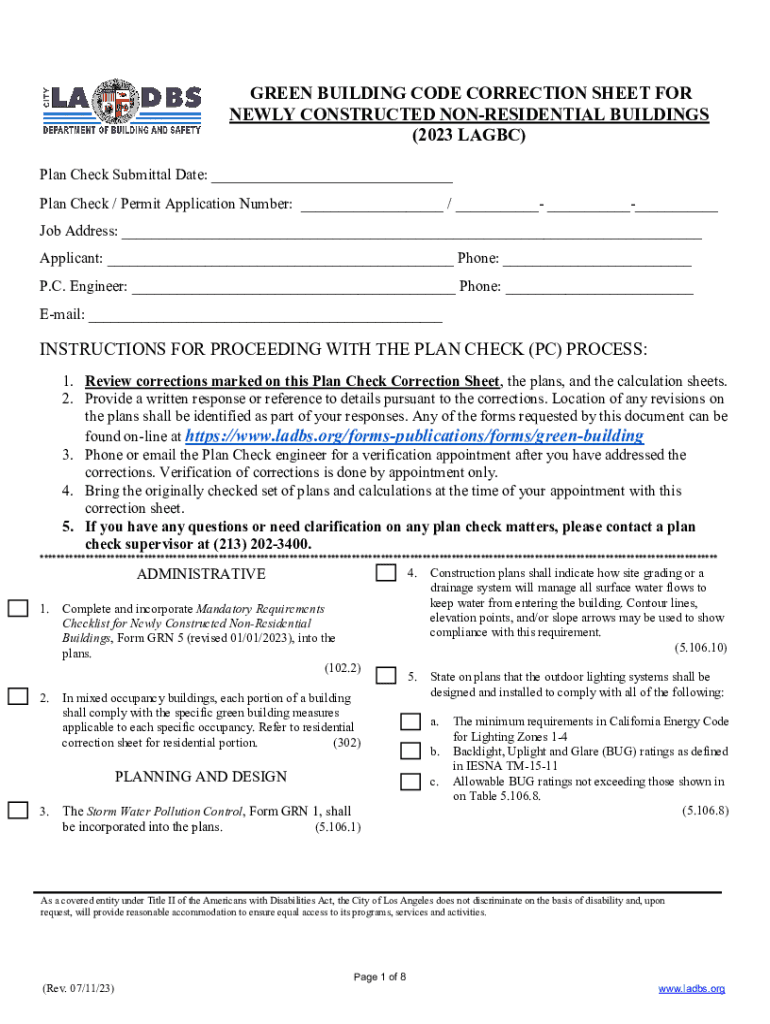 Fillable Online INSTRUCTIONS FOR PROCEEDING WITH THE PLAN CHECK (PC ...