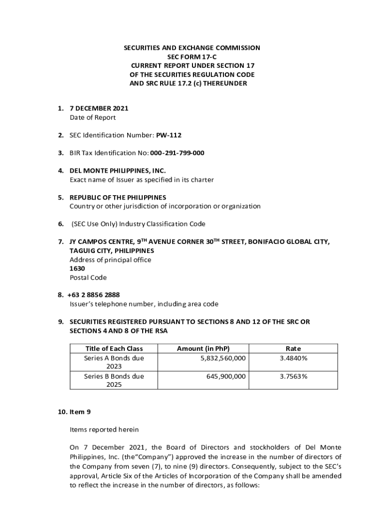 Fillable Online SEC Form 17C 30 September 2021 Fax Email Print - pdfFiller