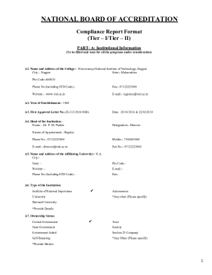 Fillable Online NATIONAL BOARD OF ACCREDITATION Compliance ... Fax Email Print - pdfFiller