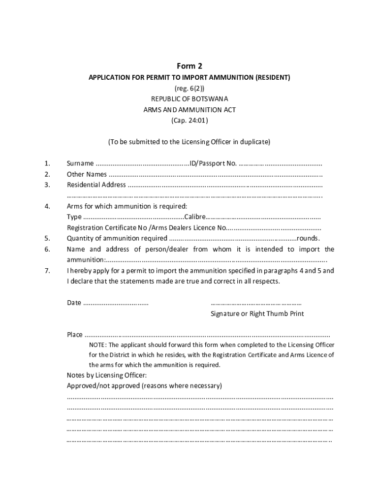 Fillable Online Application for Temporary Permit to Possess Firearm and ...