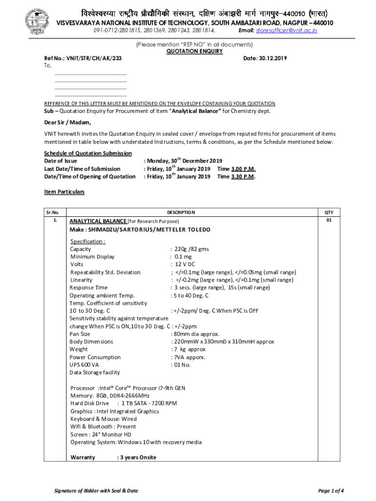 Fillable Online Limited Tender Enquiry (Single Bid) for Procurement of ...