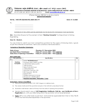 Fillable Online Schedule of Quotation Submission Fax Email Print ...